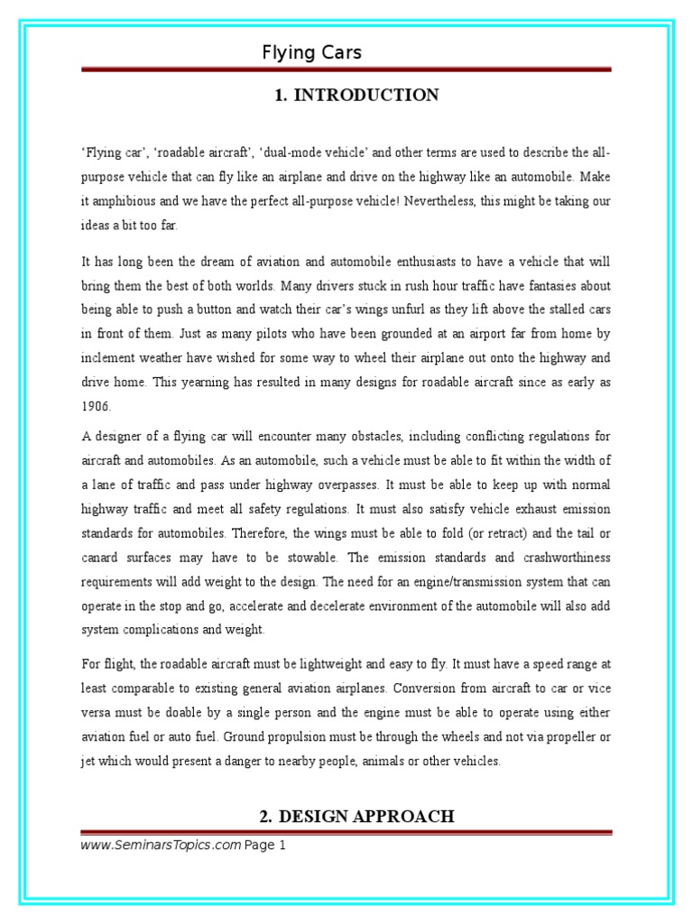 Flying Car | PDF | Aircraft | Vehicles