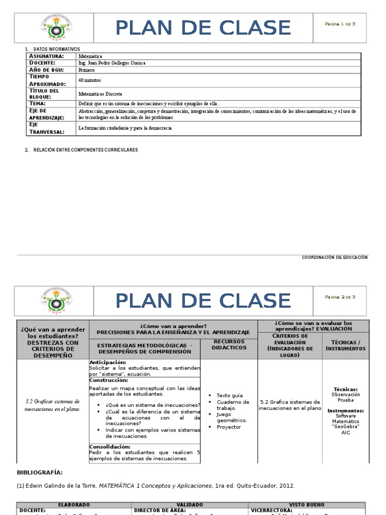 Plan de Clase 1ro de Bachillerato | PDF | Ciencias sociales | Informática