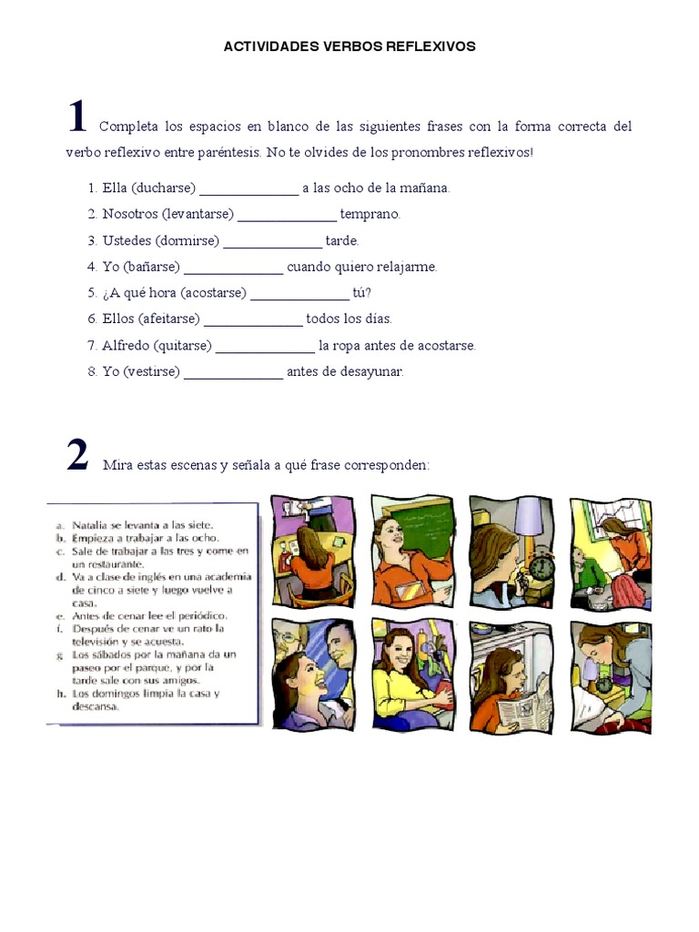 Verbos Reflexivos - Ejercicios | PDF