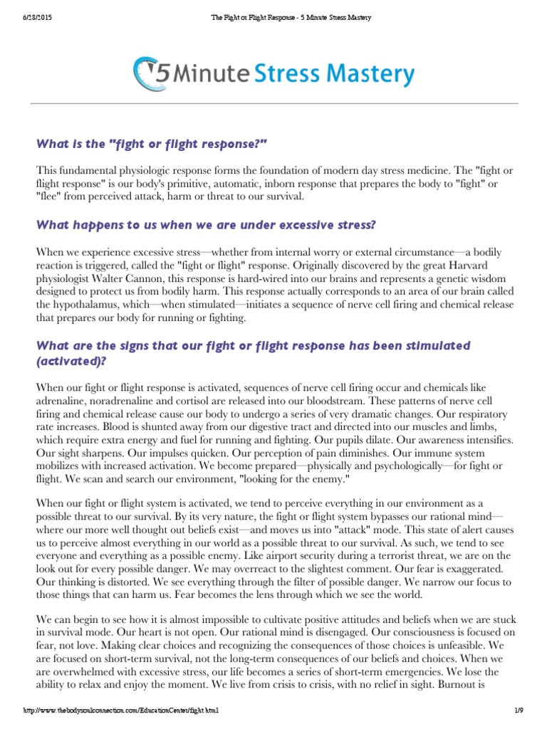 The Fight or Flight Response - 5 Minute Stress Mastery | Download Free ...
