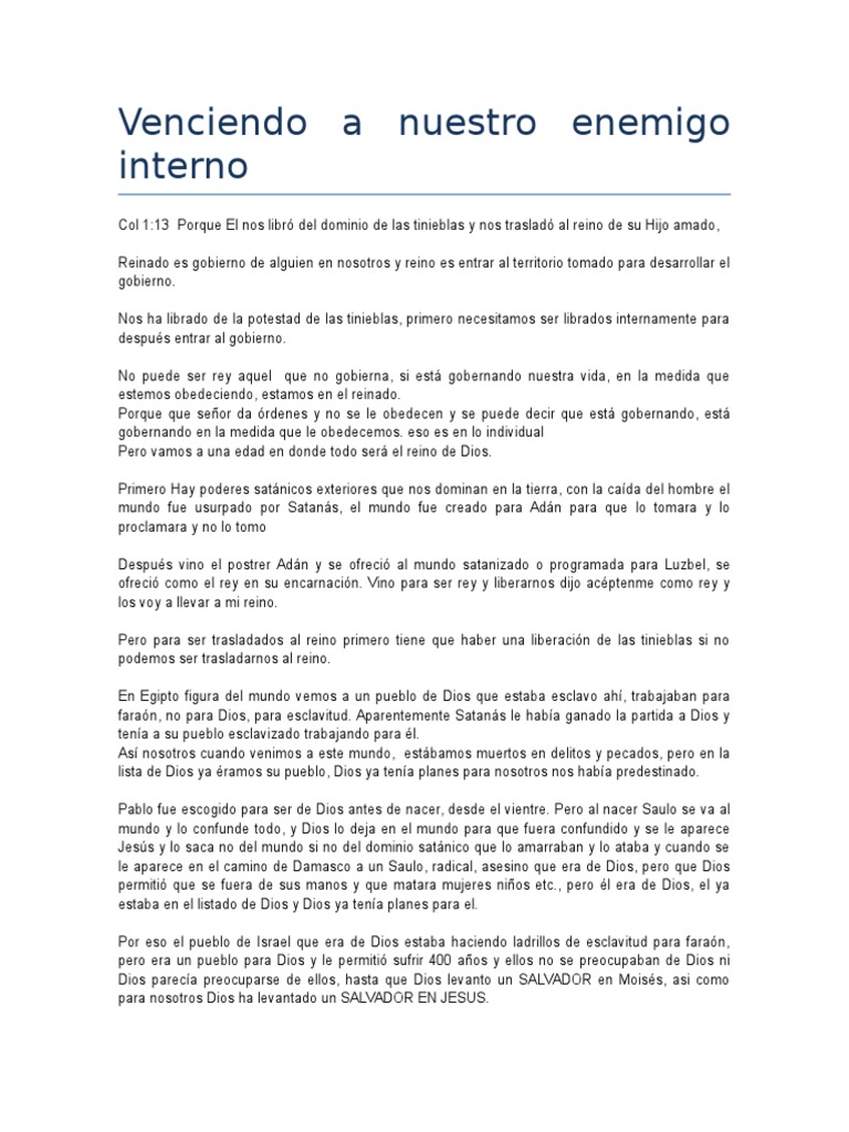 Venciendo al Enemigo Interno | PDF | David | Moisés
