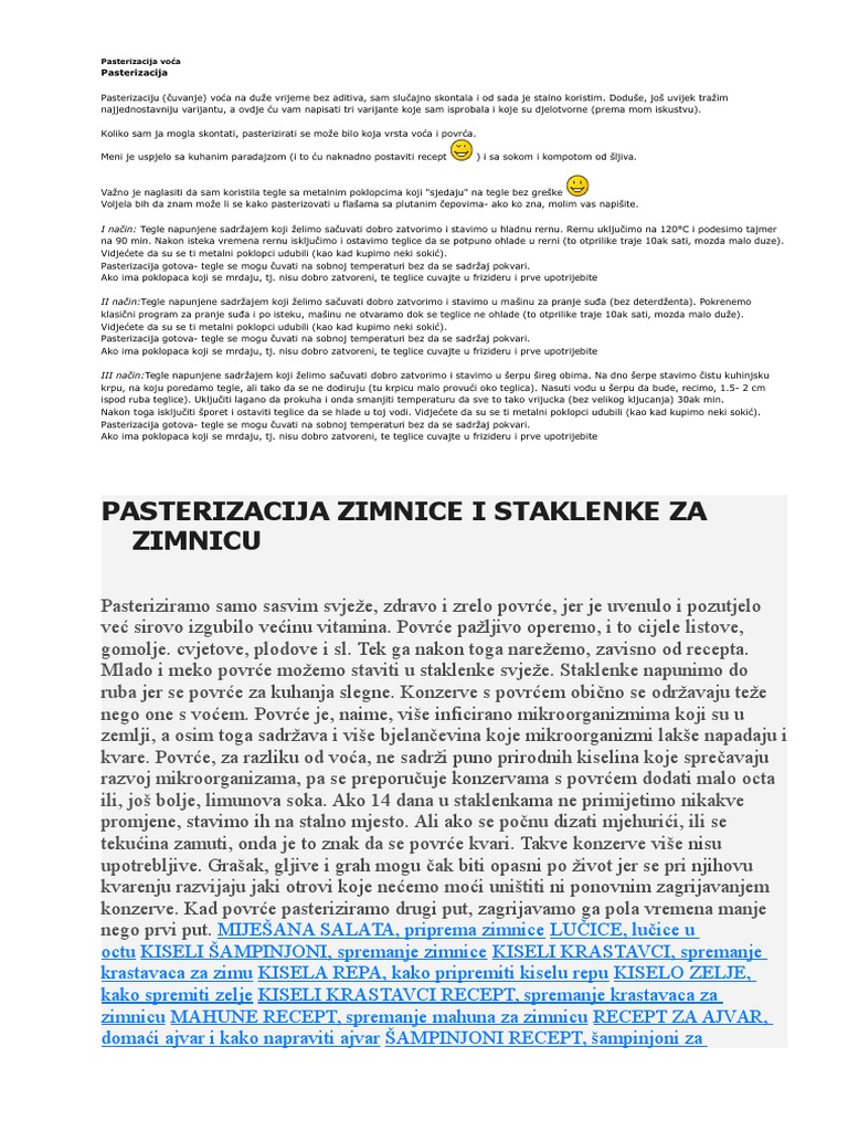 Pasterizacija Voća I Povrca | PDF