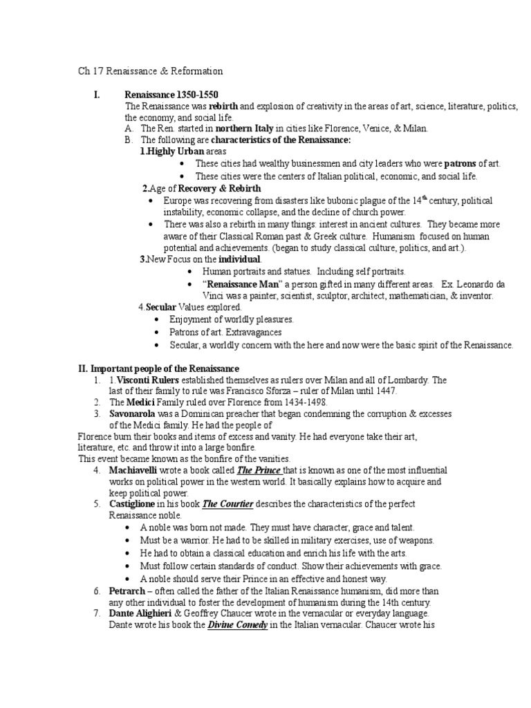 Renaissance & Reformation: Art, Science, and Religious Change | PDF ...