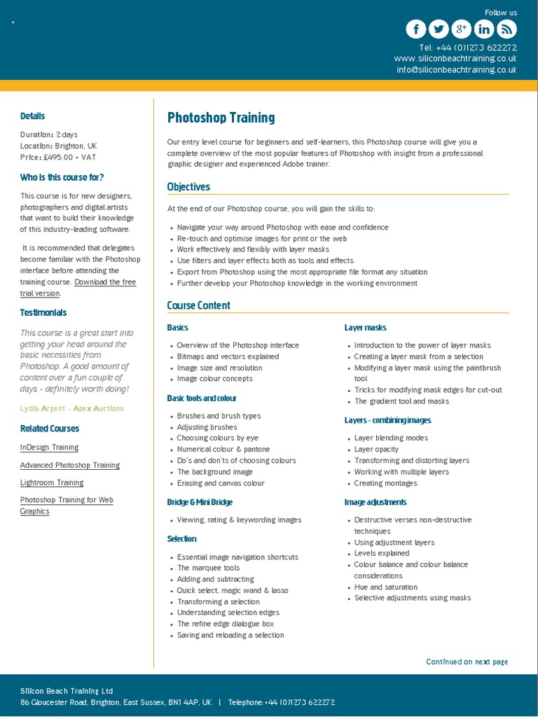 Photoshop Training PDF | PDF | Adobe Photoshop | Image Processing