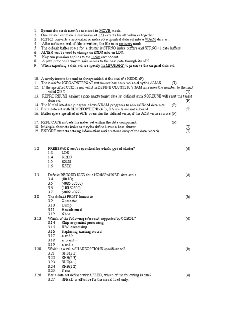 VSAM Quiz-7 | Download Free PDF | Computer Hardware | Computer Programming