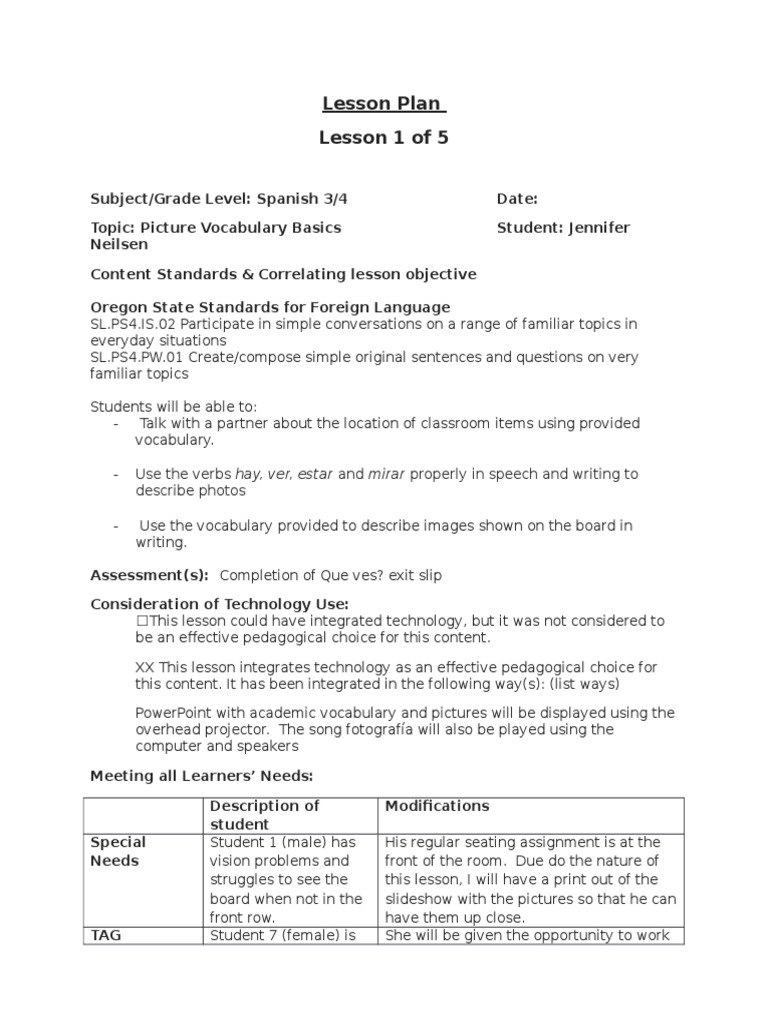 Visual Literacy Picture Analysis Lesson Plan 2 | PDF | Lesson Plan ...