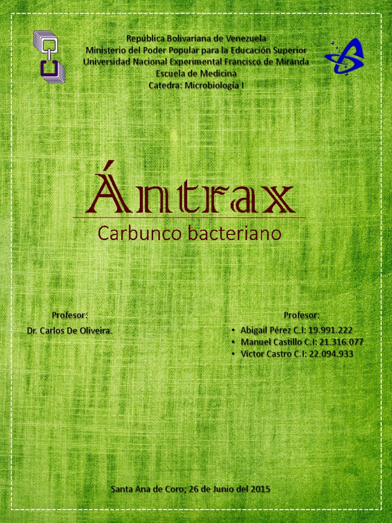 Trabajo Del Ántrax. | PDF | Ántrax | Microbiología