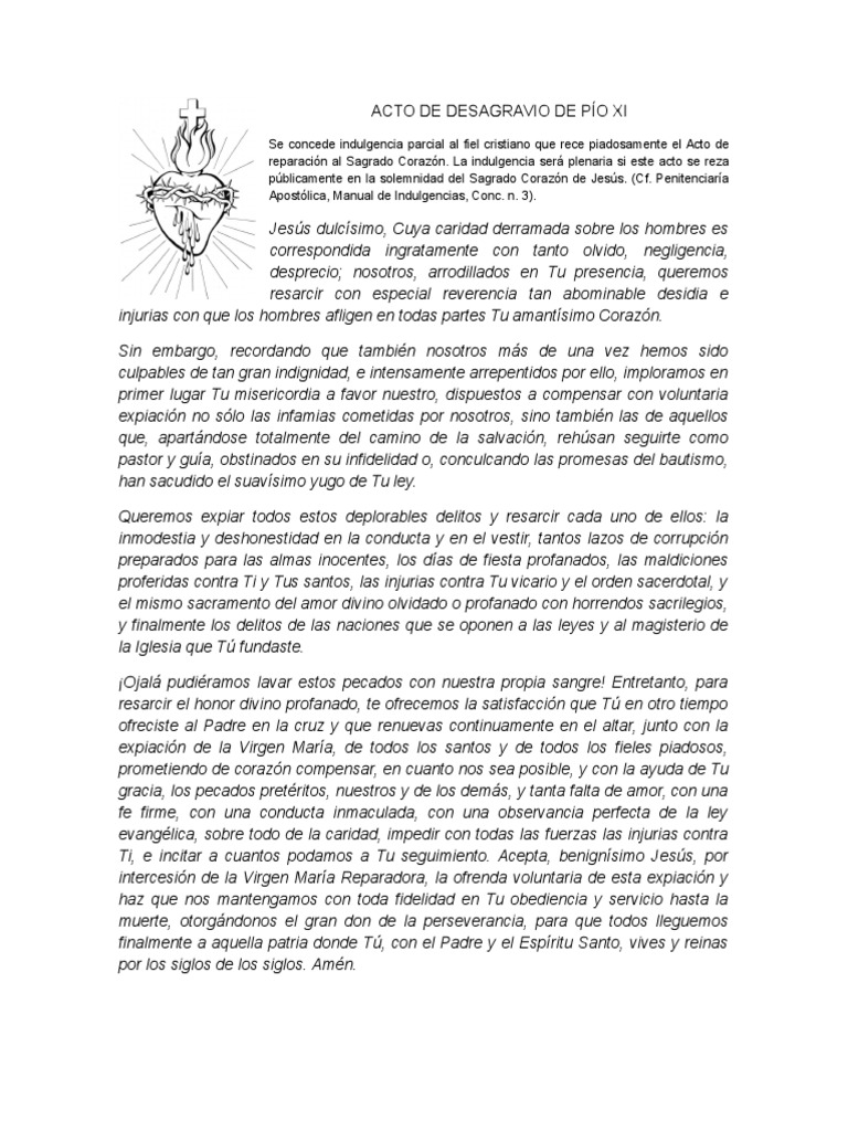 Acto de Desagravio de Pío Xi | Descargar gratis PDF | Expiación en el ...