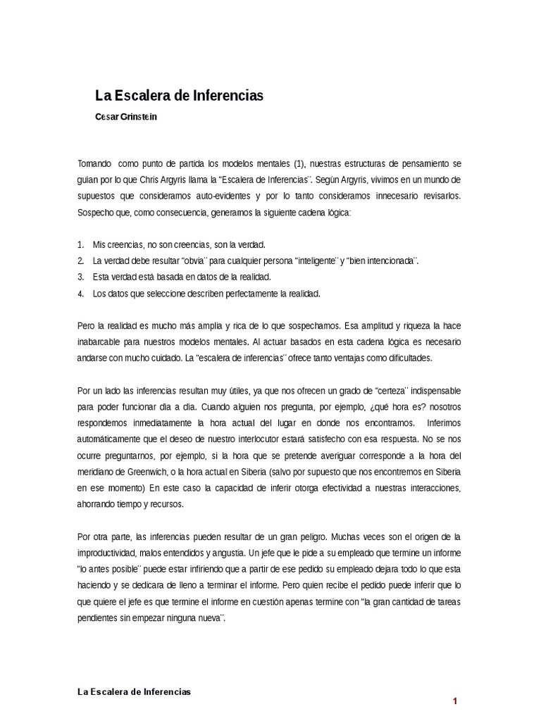La Escalera de Inferencias - Cesar Grinstein | PDF | Percepción | Realidad