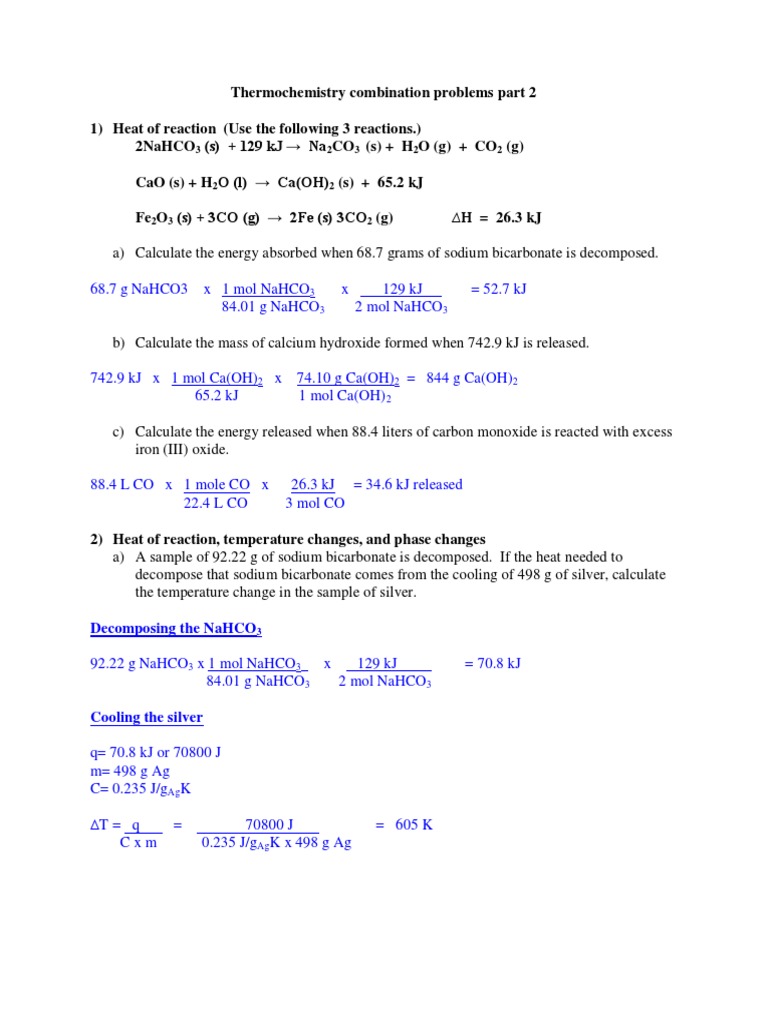 Thermochemistry: NaHCO3 and Ca(OH)2 Reactions | PDF | Properties Of Water | Sodium Hydroxide