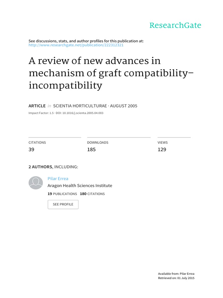 A Review of New Advances in Mechanism of Graft Compatibility ...