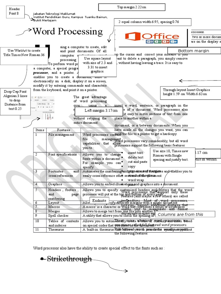 Word Processing: Strikethrough | PDF | Word Processor | Page Layout