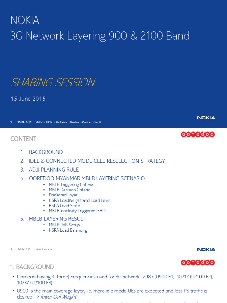 Nokia - 3G Network Layering 900 & 2100 Sharing Session - 15june2015 ...