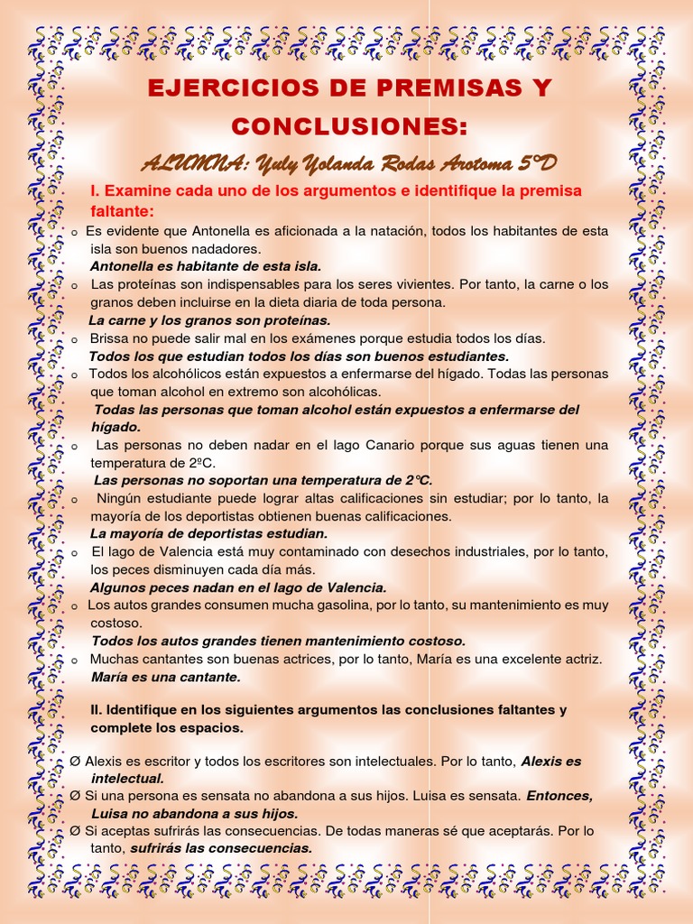 Premisas y Conclusiones-Yuly Rodas Arotoma 5°d | PDF | Naturaleza ...