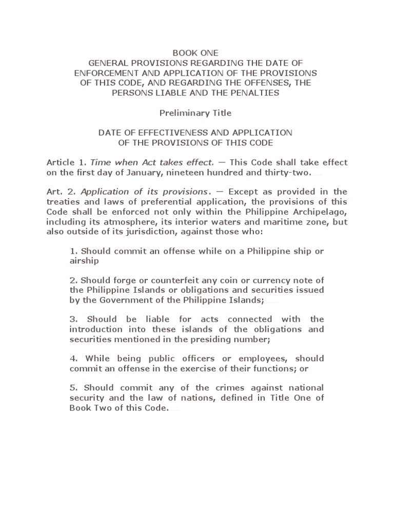 Revised Penal Code (Art 1 - 20) | PDF | Felony | Crime & Violence