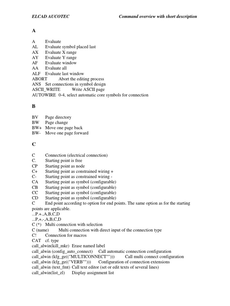ELCAD Command Reference Guide | PDF | Ascii | Computing