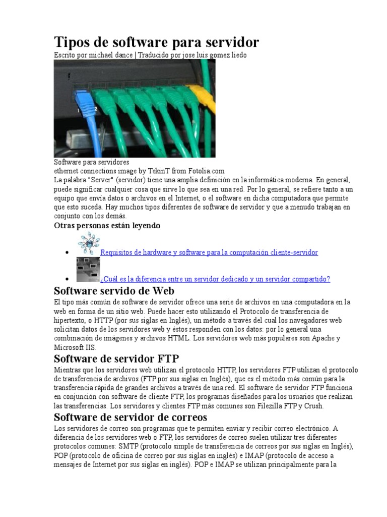 Tipos de Software para Servidor | PDF | Servidor (Computación ...