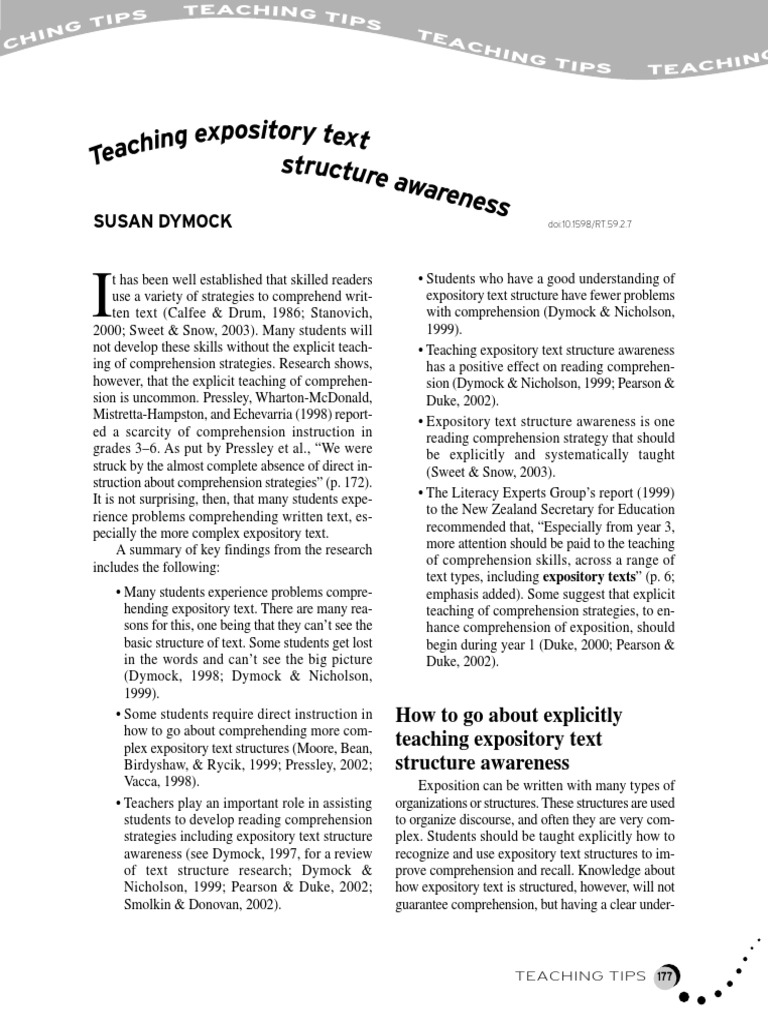 Expository Text Susan Dymock | PDF | Reading Comprehension | Teaching ...