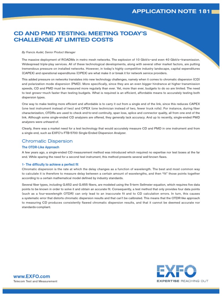 CD and PMD Testing | PDF | Optical Fiber | Dispersion (Optics)