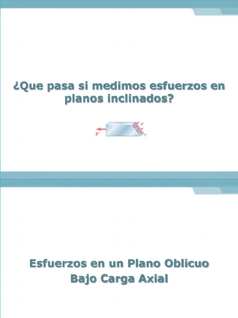 Esfuerzos en Planos Inclinados | PDF | Resistencia de materiales | Mecanica clasica