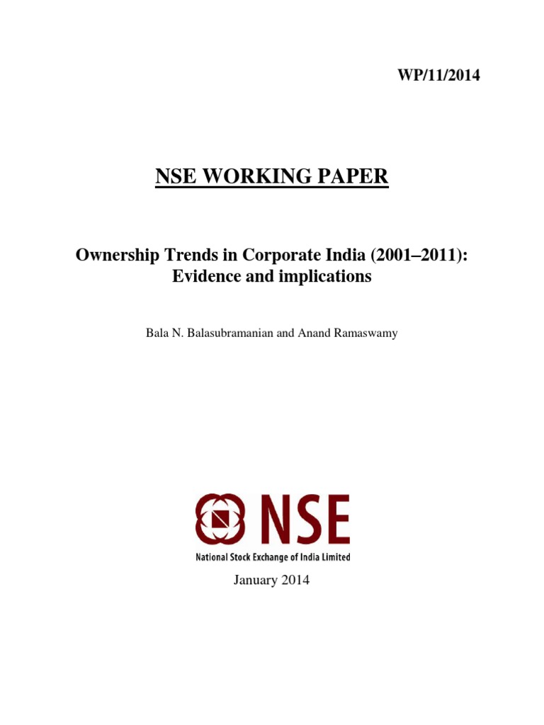 Nse Working Paper: Ownership Trends in Corporate India (2001-2011 ...