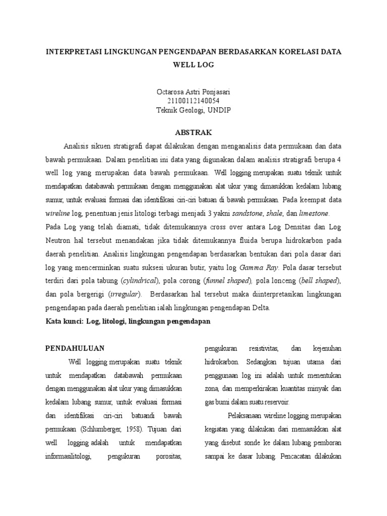 Interpretasi Kualitatif Berdasarkan Korelasi Data Well Log | PDF