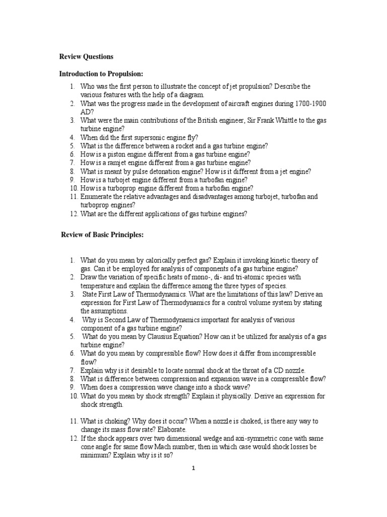 Fundamentals of Aerospace Propulsion - Questions | PDF | Liquid ...