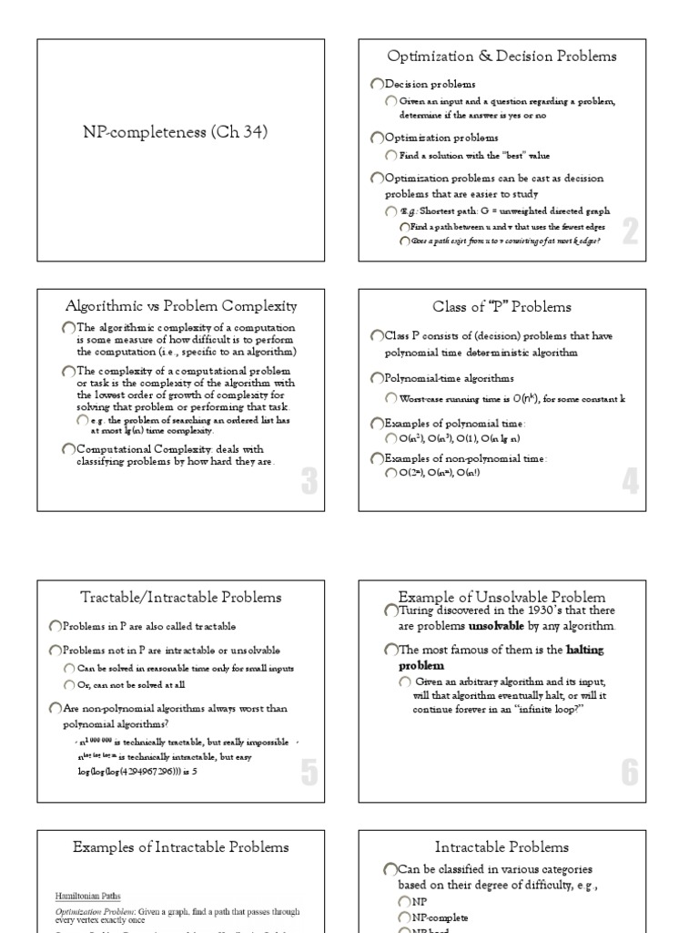Np Completeness Ch 34 Optimization And Decision Problems Pdf Time Complexity