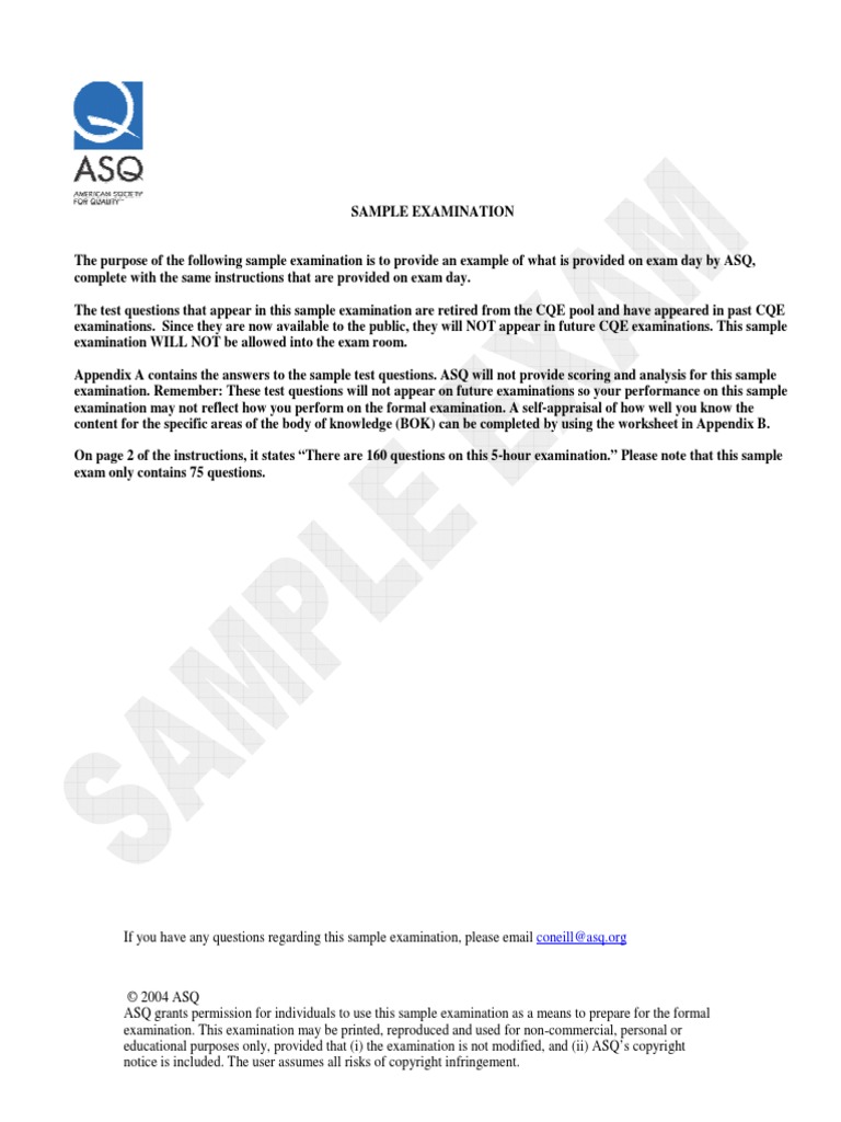 Cqe Sample Exam | PDF | Test (Assessment) | Race And Ethnicity In The ...