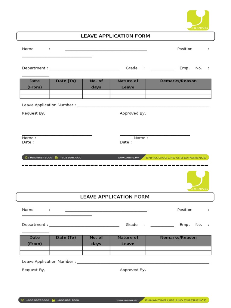 Leave Application Form | PDF | Career & Growth