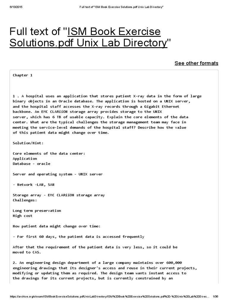 ISM Book Exercise Solutions | PDF | Backup | Network Switch