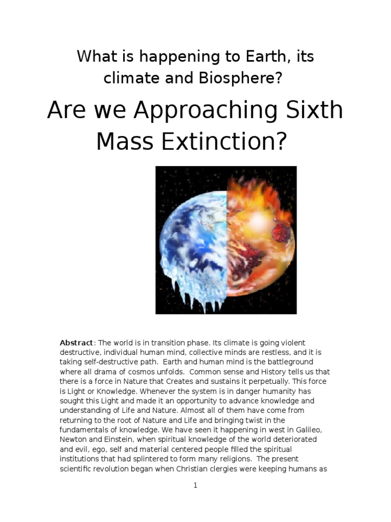 Earth's Crisis: Approaching Mass Extinction | PDF | Universe | Soul