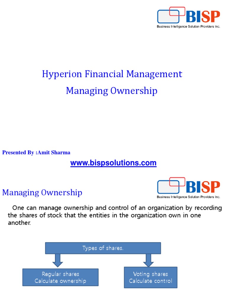 Oracle Hyperion HFM Ownership Management | Consolidation (Business ...