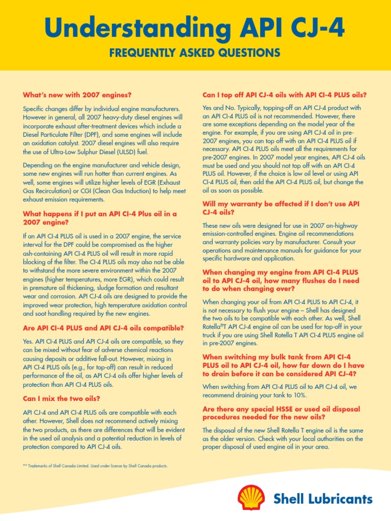 Understanding API CJ-4 FAQ | PDF | Motor Oil | Industries