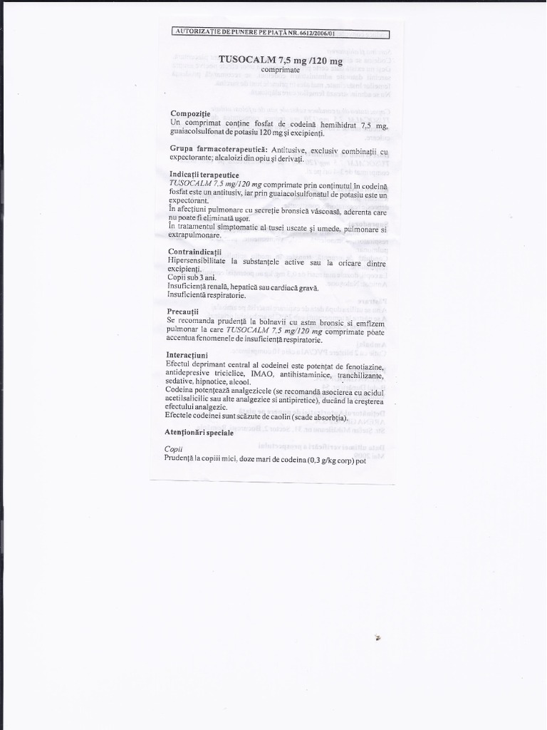 Prospect Tusocalm | PDF