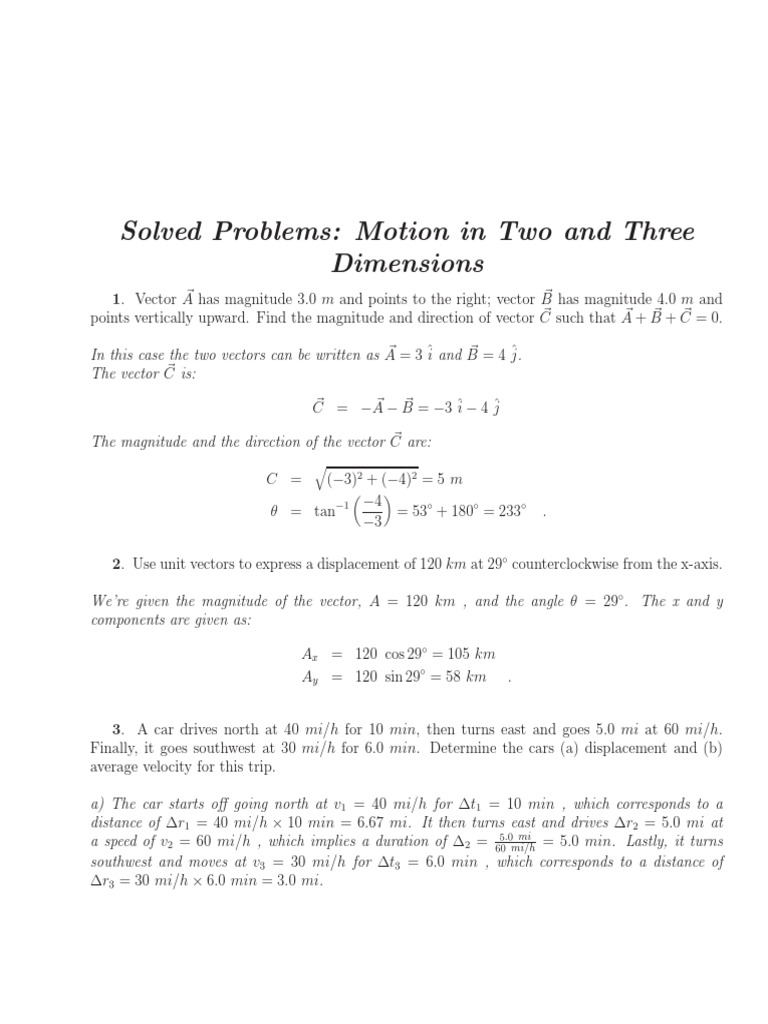 Solved Problems: Motion in Two and Three Dimensions | PDF | Euclidean Vector | Acceleration