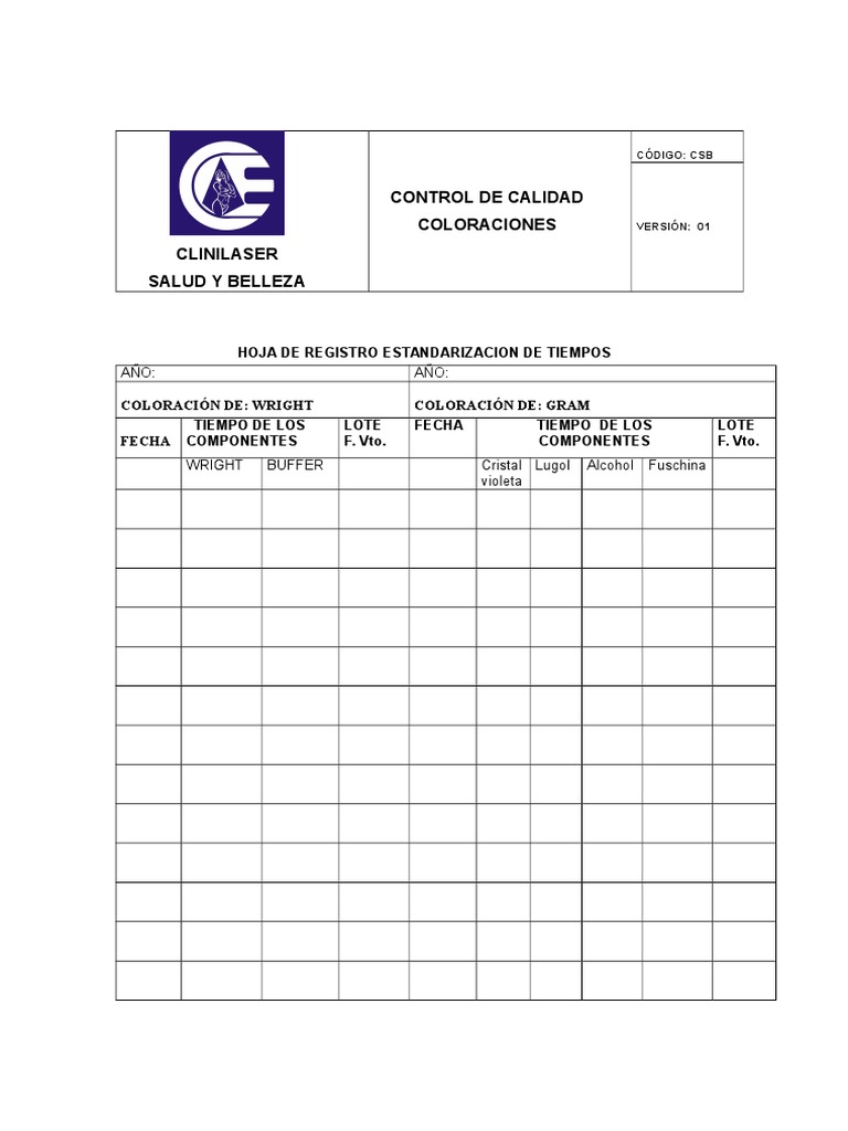Formato Control de Calidad Coloraciones Ok. | PDF