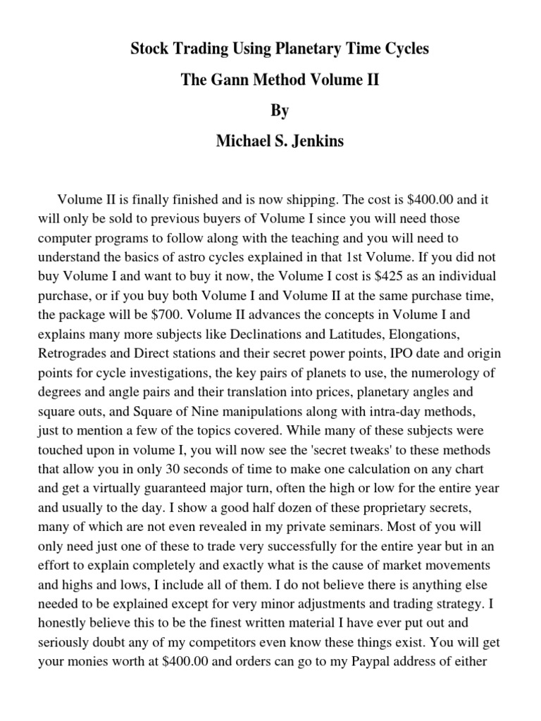 NewBookReleaseInfo-Gann Planets Vol II PDF | PDF | Market (Economics ...