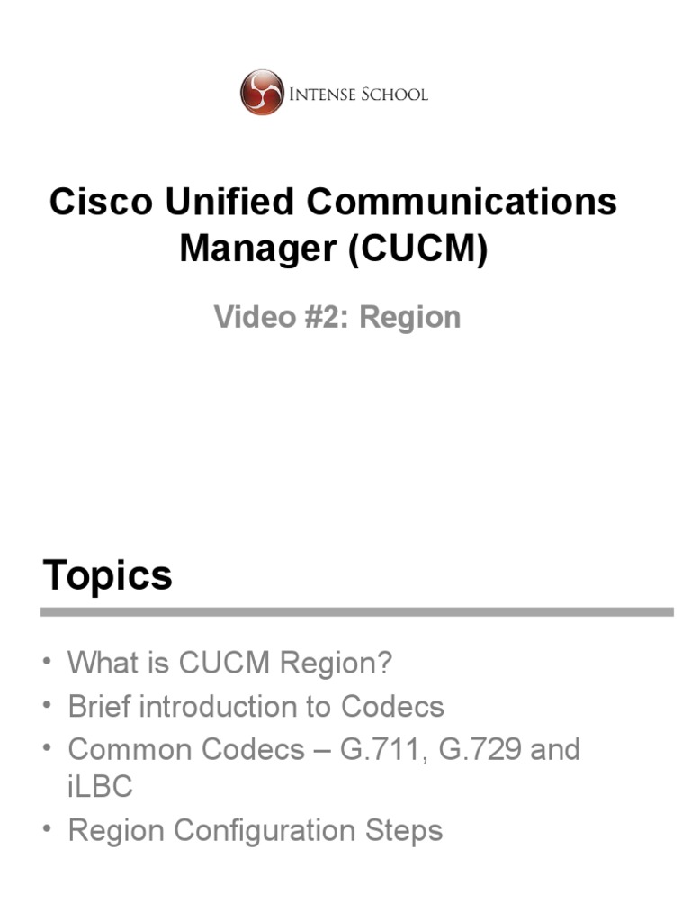 CUCM Video Series Region | PDF | Codec | Data Compression