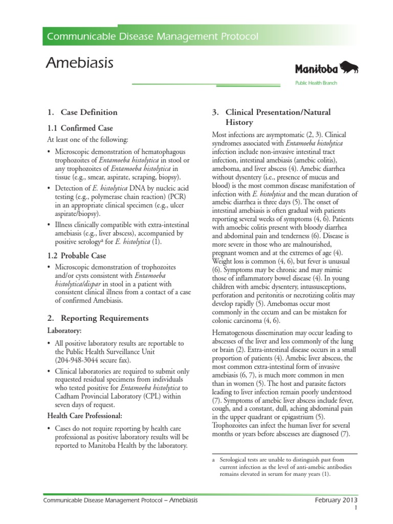 Amebiasis: Communicable Disease Management Protocol | PDF | Infection ...