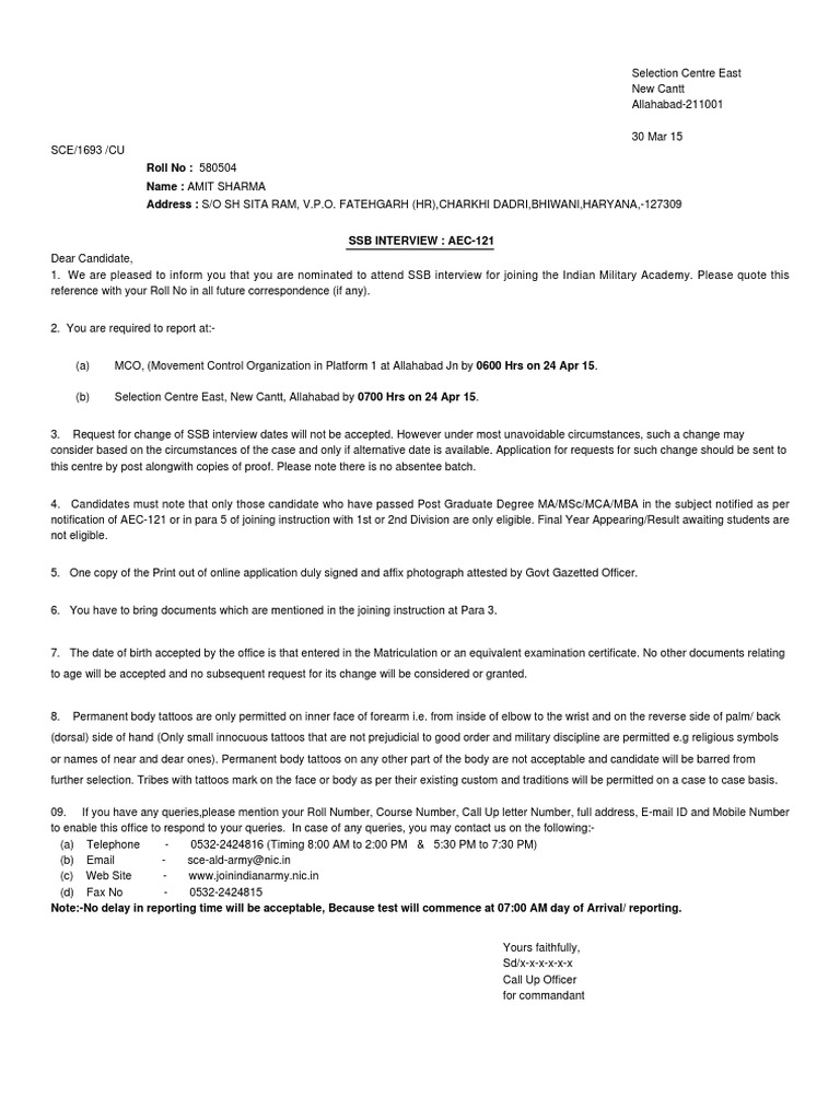 Call Letter Format | PDF | Business