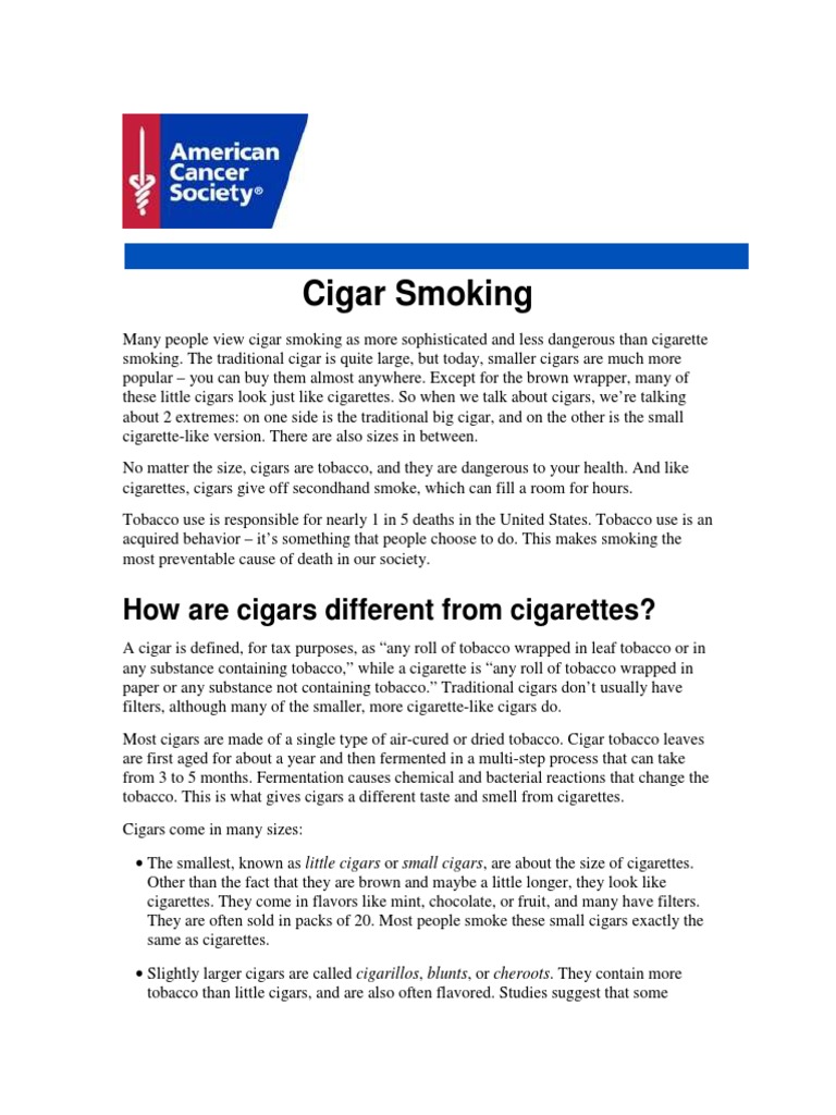 The Complex Relationship Between Cigars and Public Health: Size ...