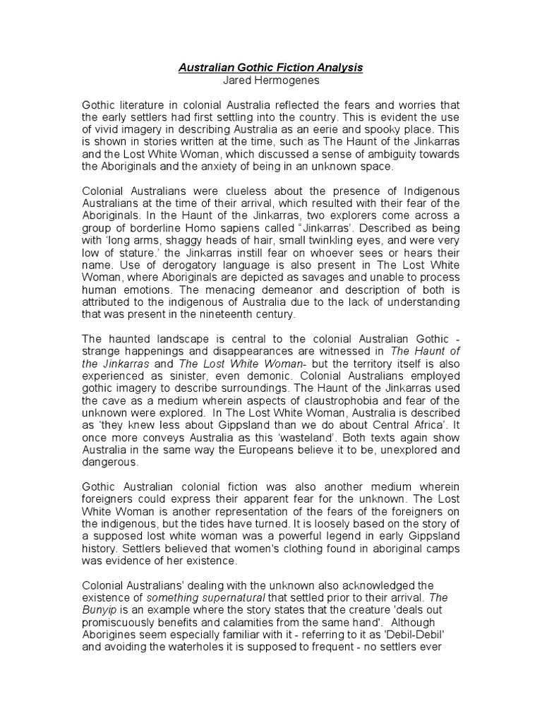 Australian Gothic Fiction Analysis | PDF | Indigenous Australians ...