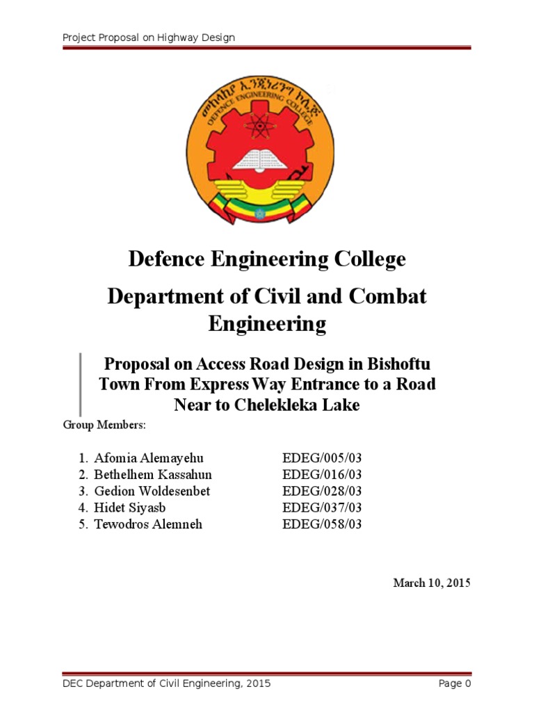 Proposed Access Road Design Connecting Bishoftu Expressway Entrance to ...