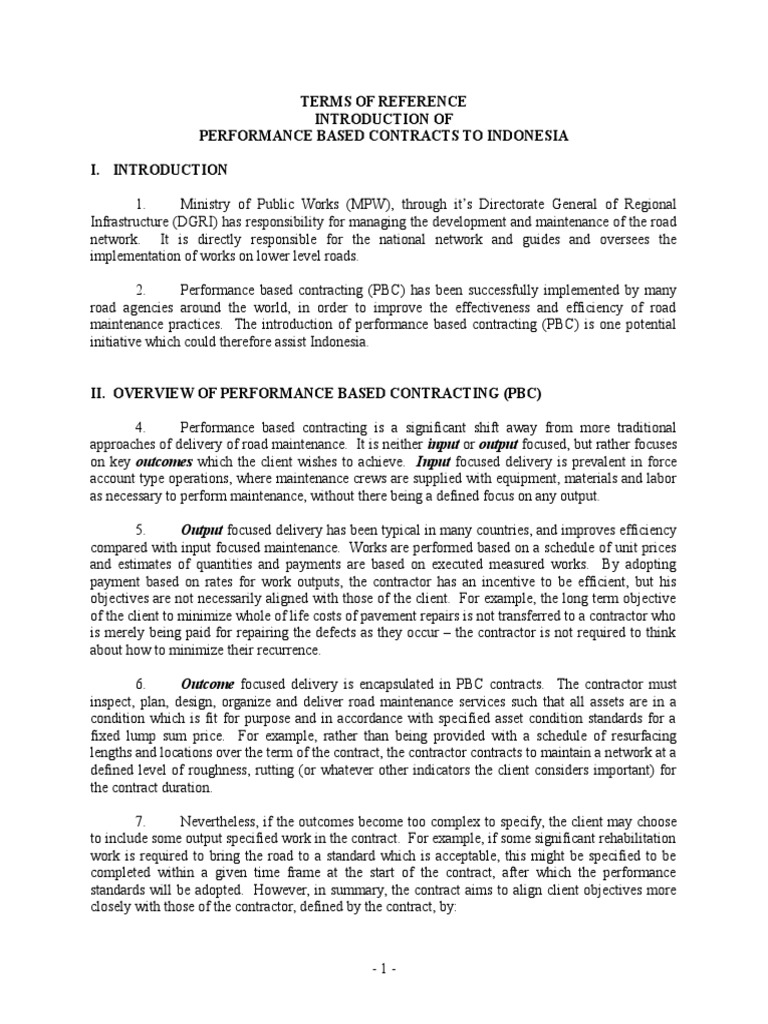 Ppiaf Tor PBC Indonesia | PDF | Road | Procurement
