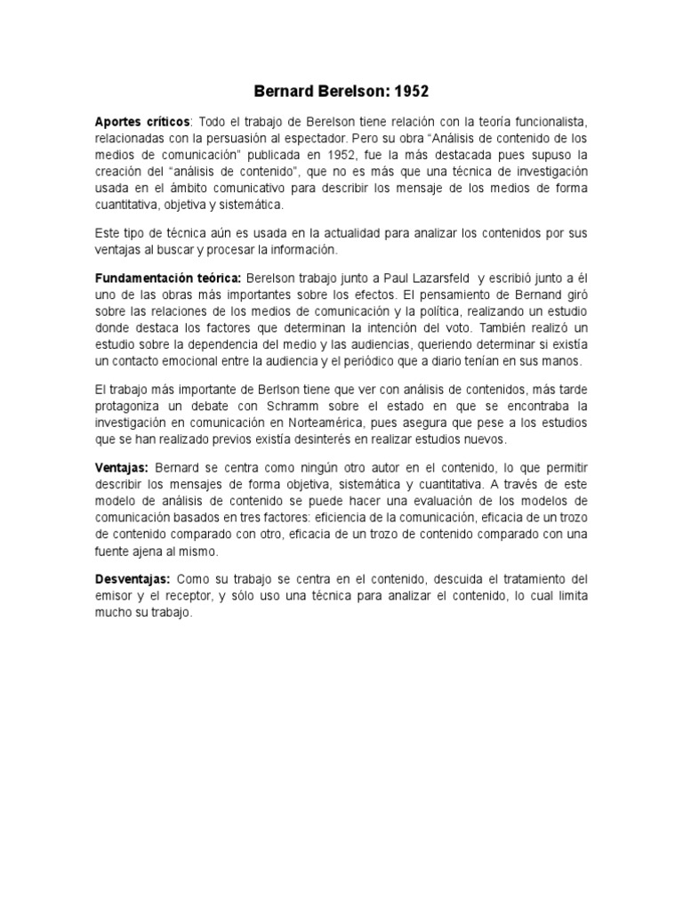 Análisis de Contenido según Berelson 1952 | PDF | Ciencia y matemáticas