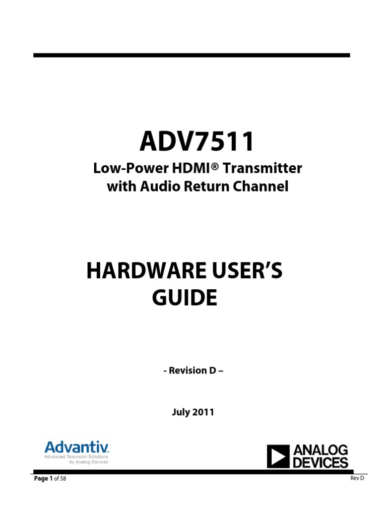 ADV7511 Hardware Users Guide | PDF | Hdmi | Digital Electronics