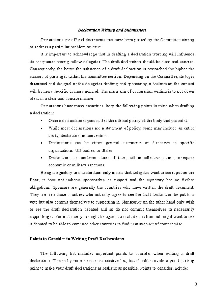 Declaration Writing and Submission: Points To Consider in Writing Draft ...