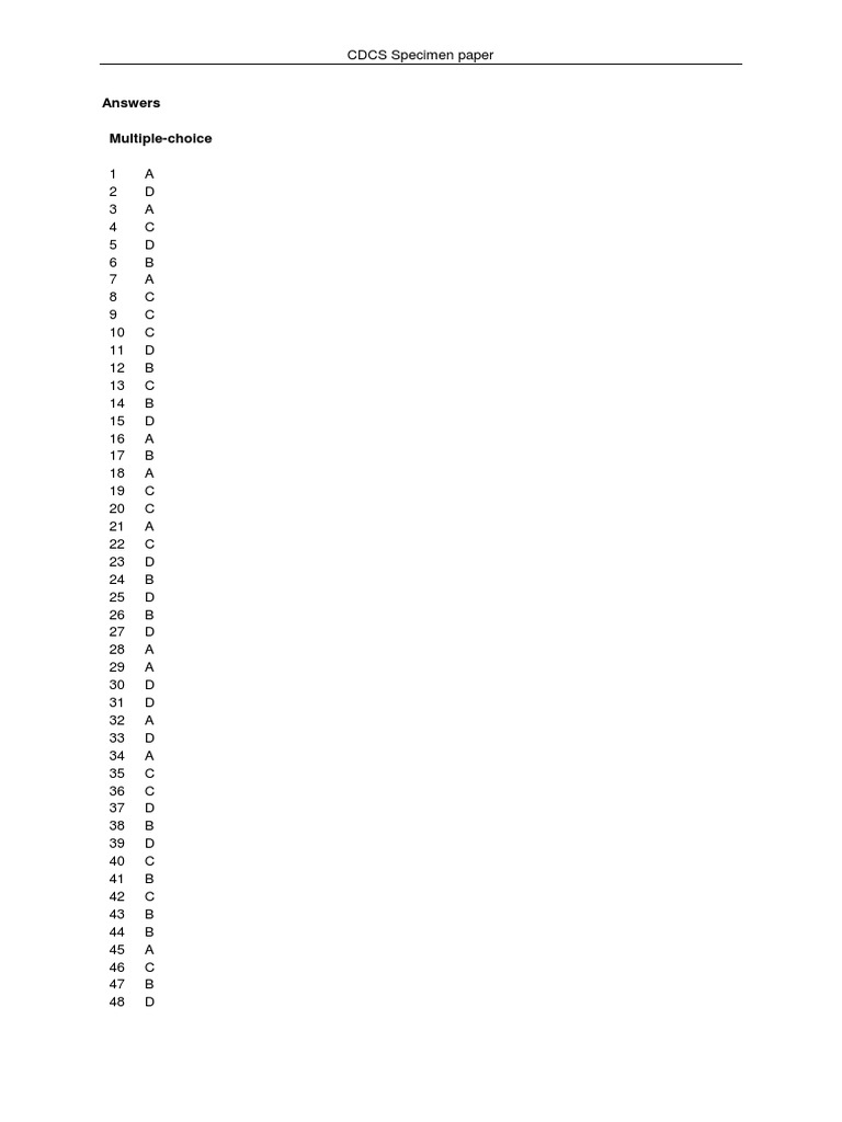 CDCS Exam Specimen Paper Answers | PDF | Technology & Engineering