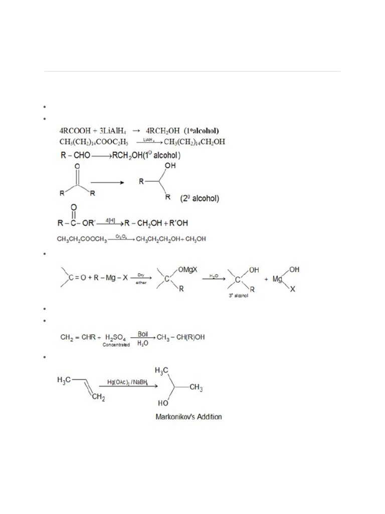 Revision Notes On Alcohols | PDF | Ether | Alcohol